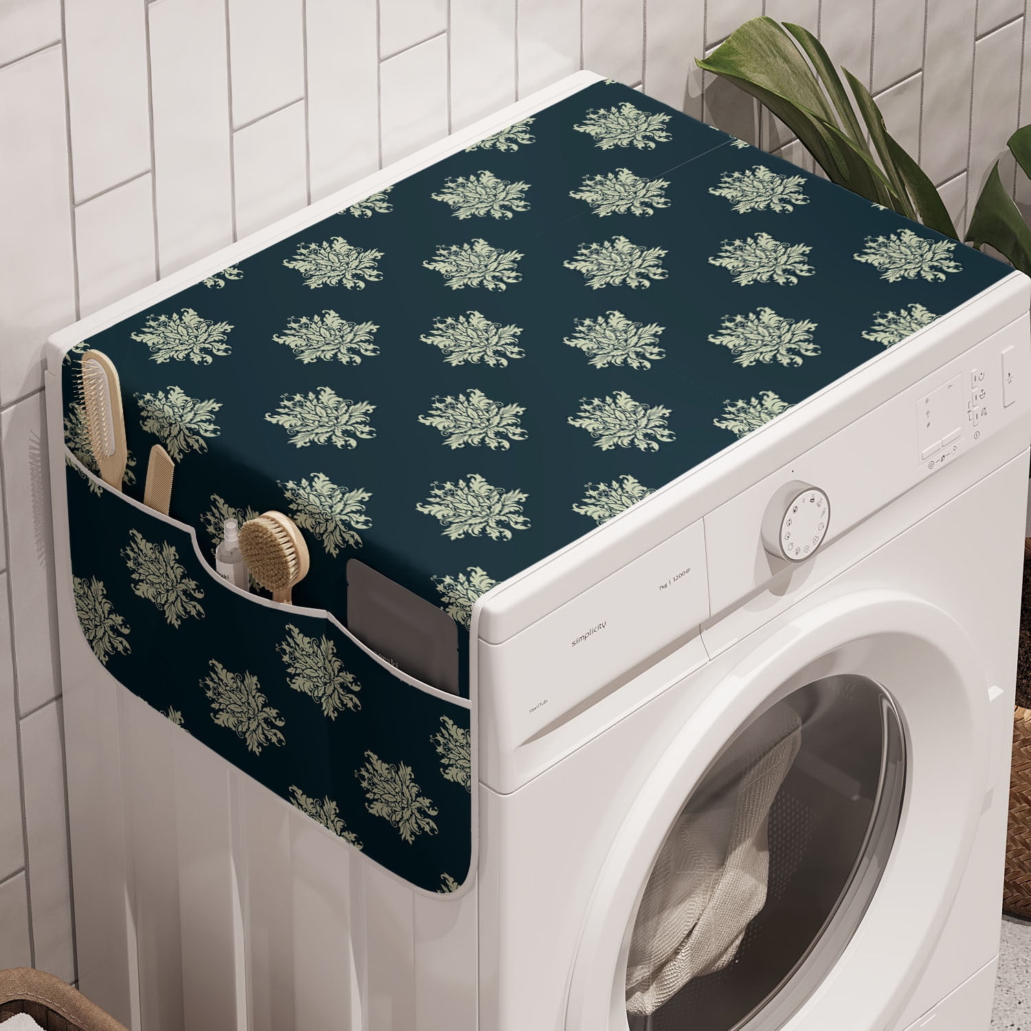 Victorian Washing Machine Organizer, Damask Style Swirls and Foliage ...
