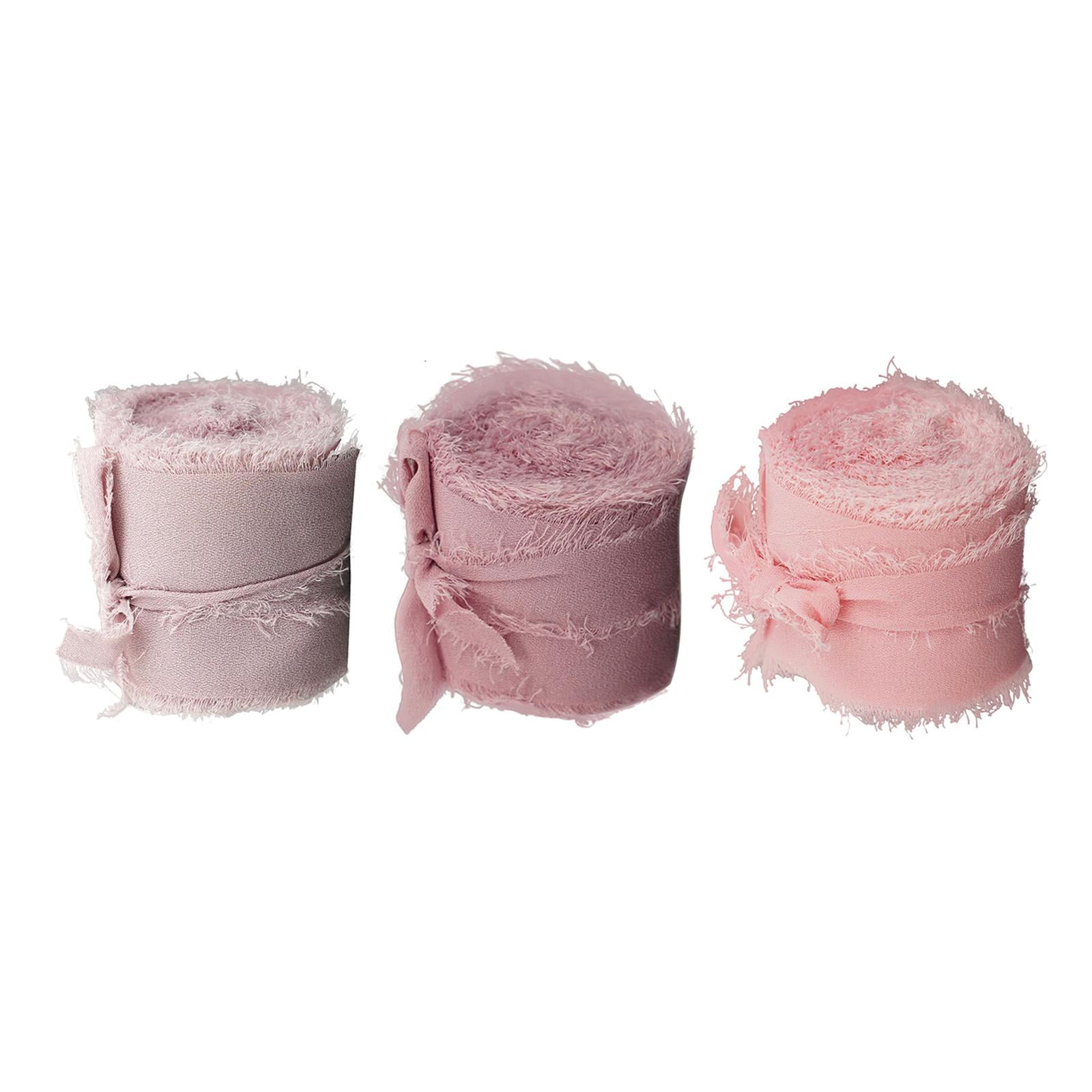 Fringe Chiffon Ribbons for Wedding Bouquets Decor , Deep Pink+Pink ...