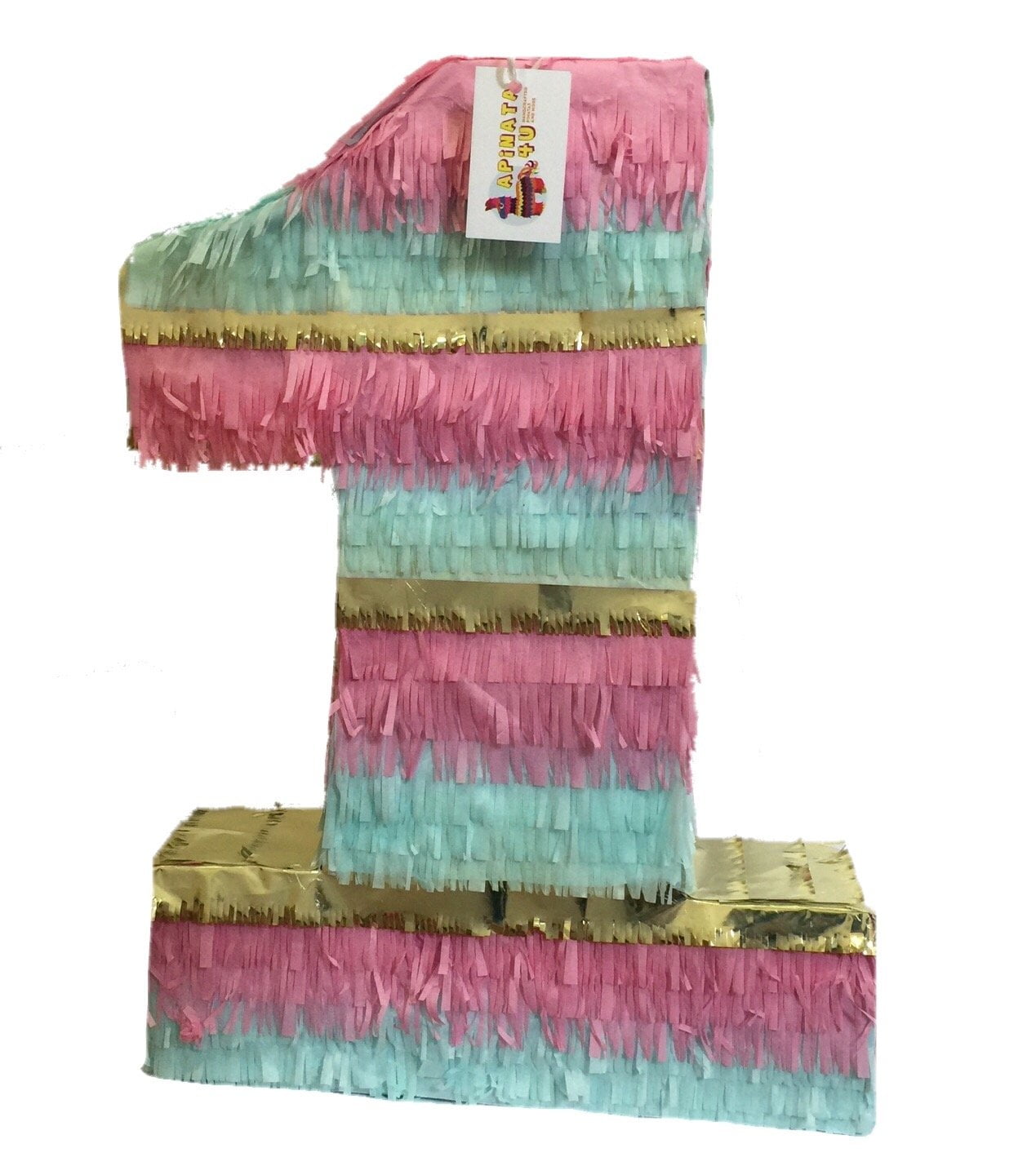 APINATA4U Large Mint Pink & Gold Number One Pinata 20" Tall - Walmart.com