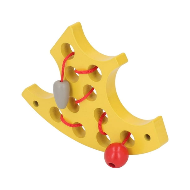 Wooden Lacing Cheese Toy, Wooden Cheese Threading Toy Concentration ...