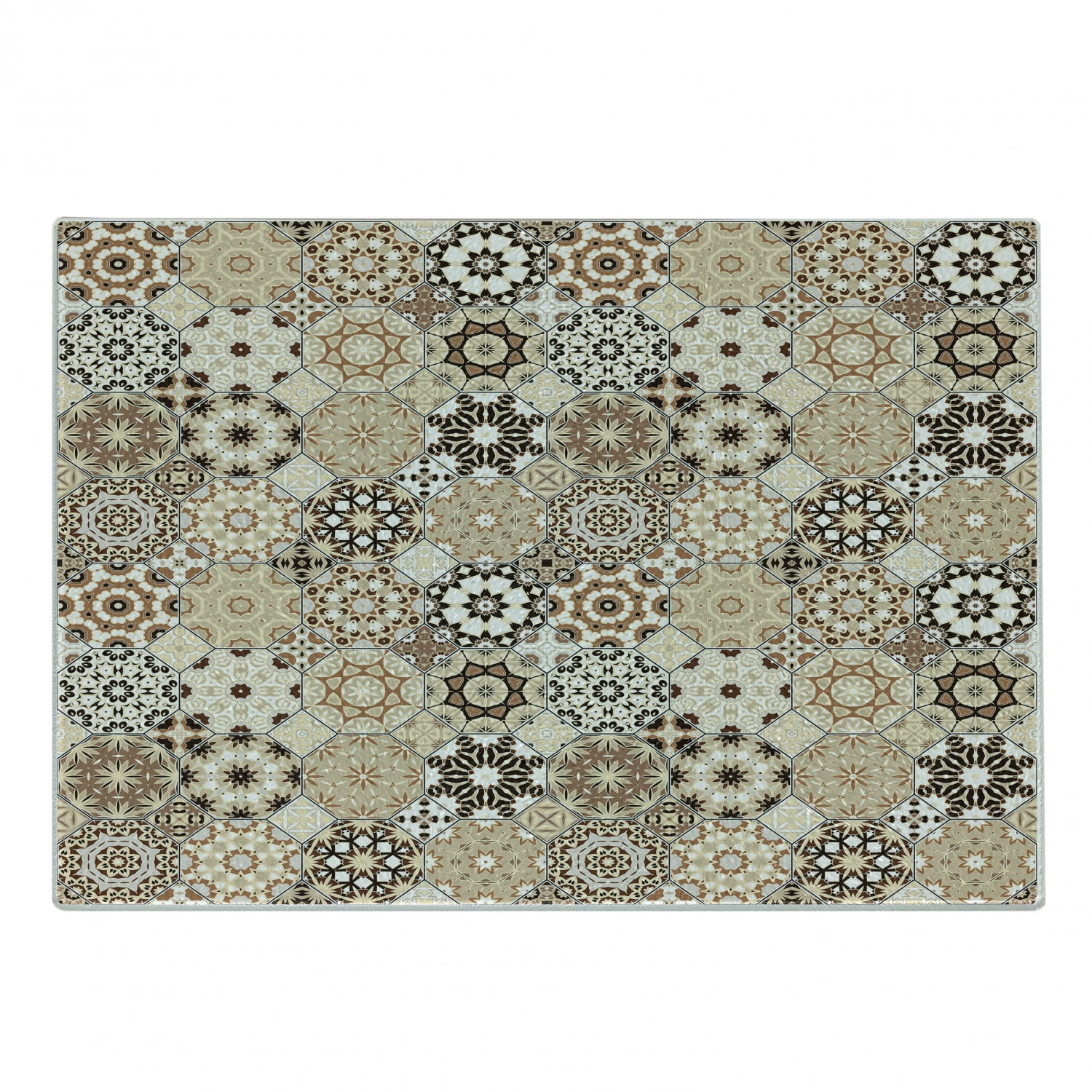 Eastern Cutting Board, Octagonal and Square Ornaments Retro Colored Old ...