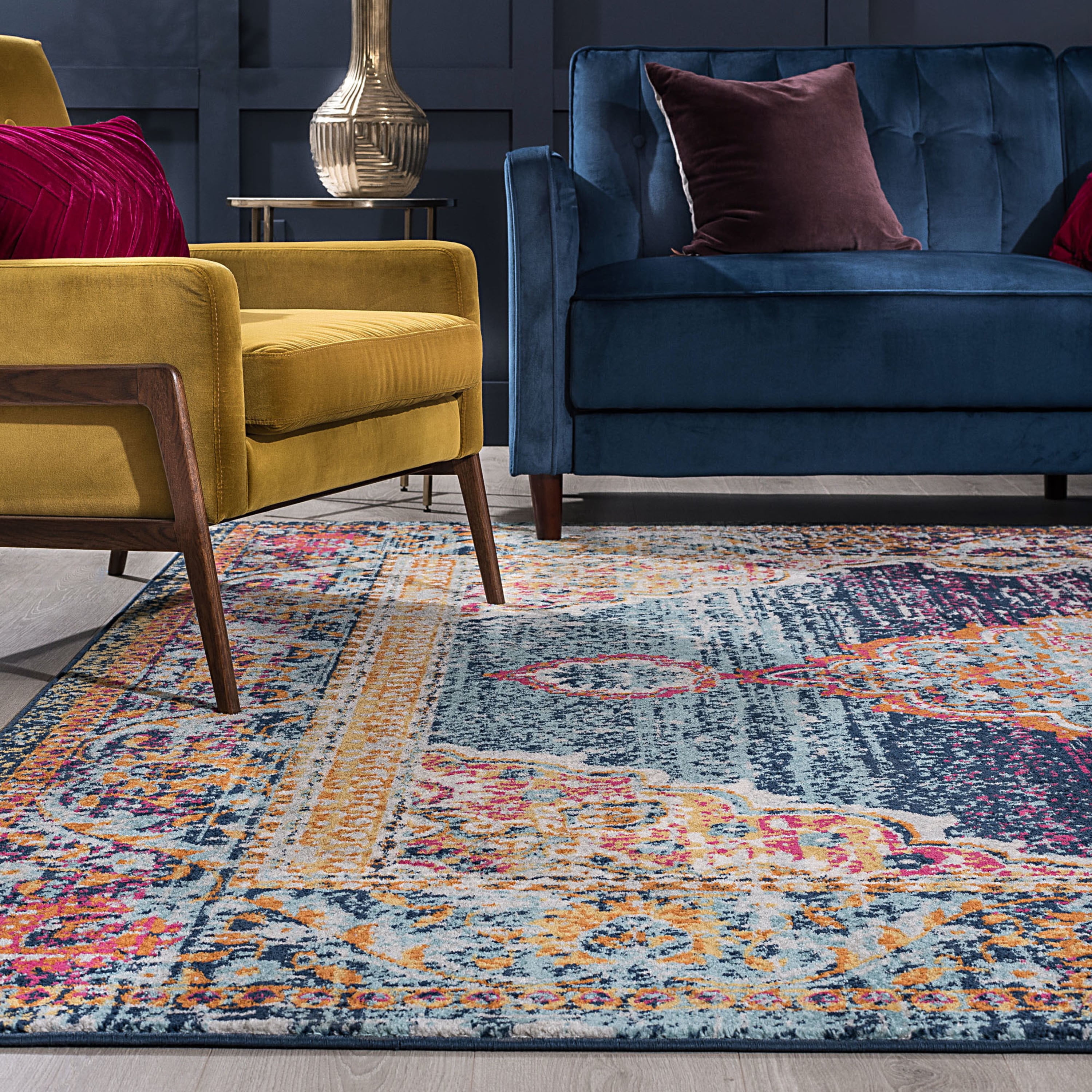 Transitional 4x6 Area Rug (3'11'' x 5'3'') Medallion Multi-Color Indoor ...