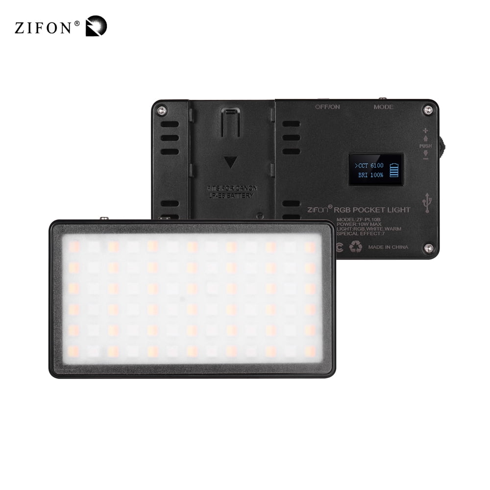 ZIFON RGB Pocket LED Video Light Panel Camera Fill Light Dimmable 2500K ...