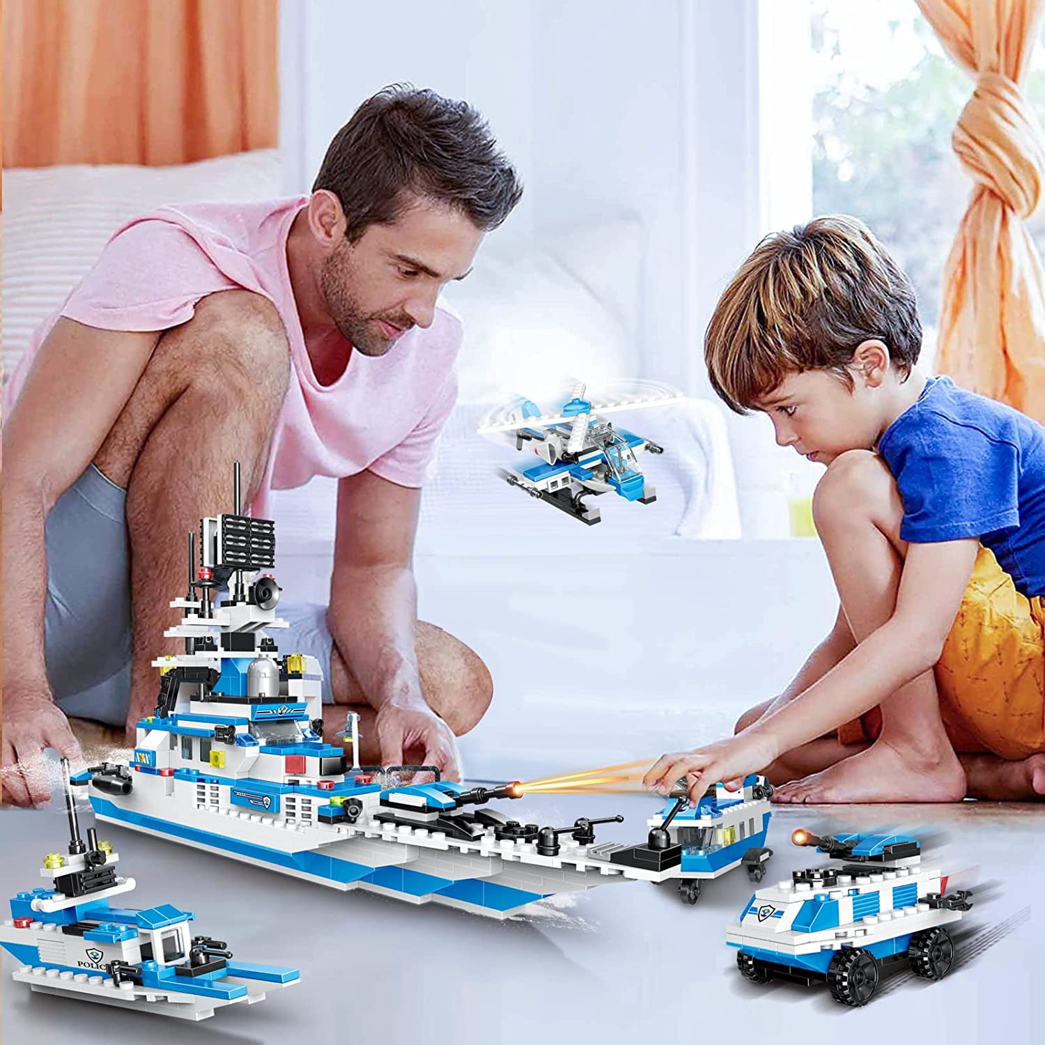 Buy Assembled Police Ship Warship 865 PCS Building Block Toy Set ...