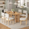 LHYY Farmhouse Wood Dining Table Set for 6 with 6 Upholstered Chairs,60 ...