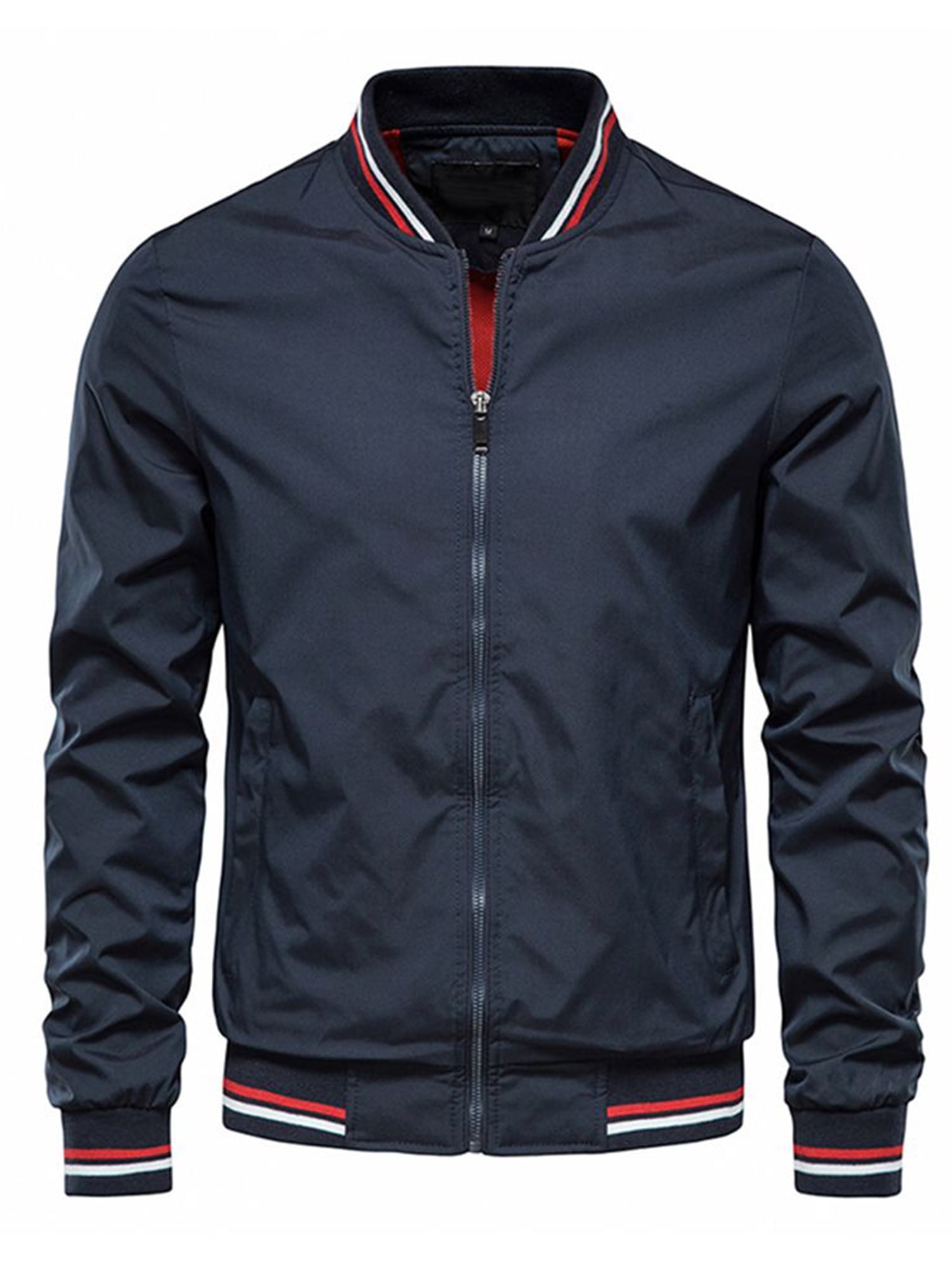xiaxaixu Men's Fall Lightweight Bomber Jacket Stripe Print Long Sleeve ...