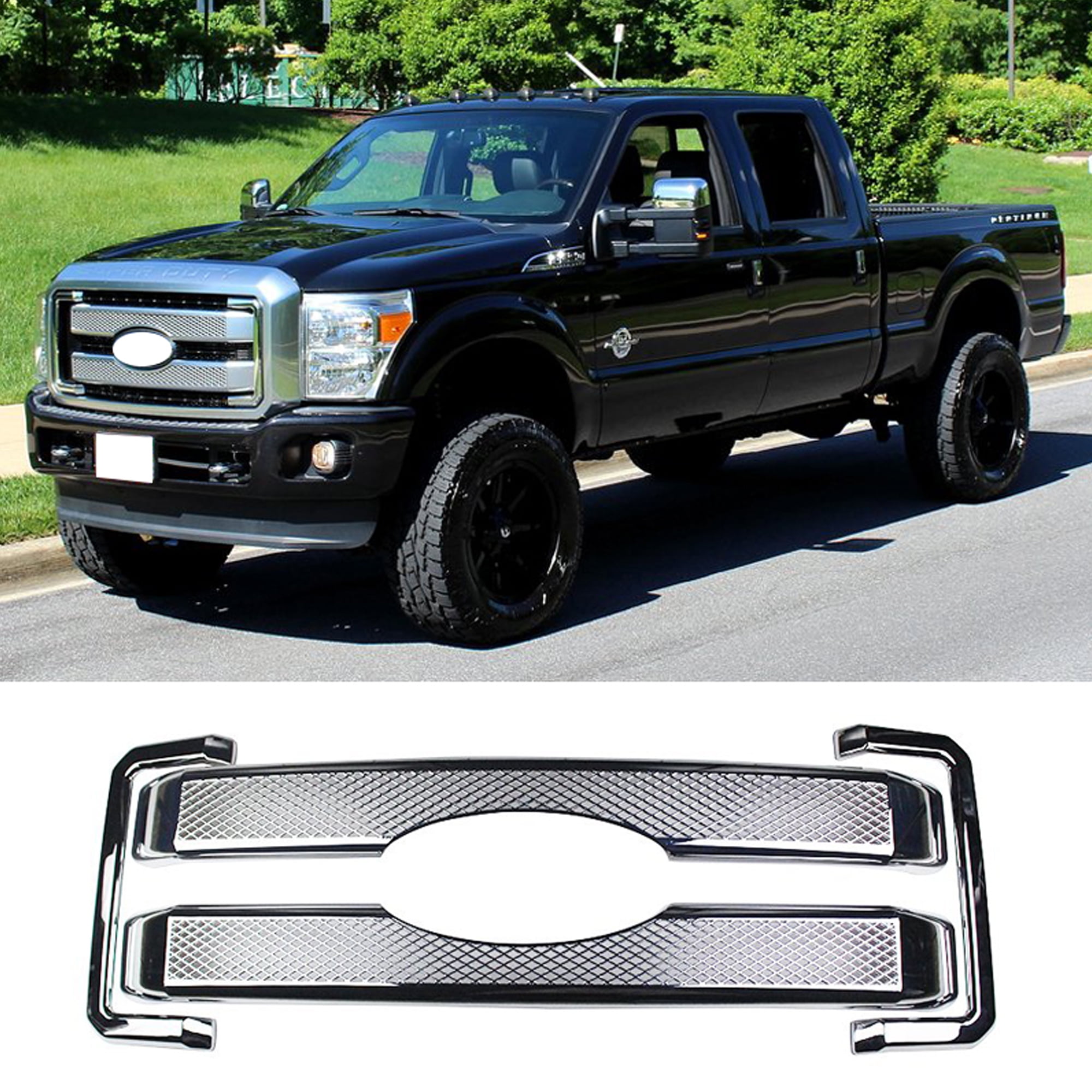 NINTE Front Grill Cover for 2011-16 Ford F250/350/450/550 Chrome Grille ...