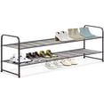 MISSLO 2 Tier Metal Shoe Rack, Stackable Shelf for 18 Pairs, Bronze ...