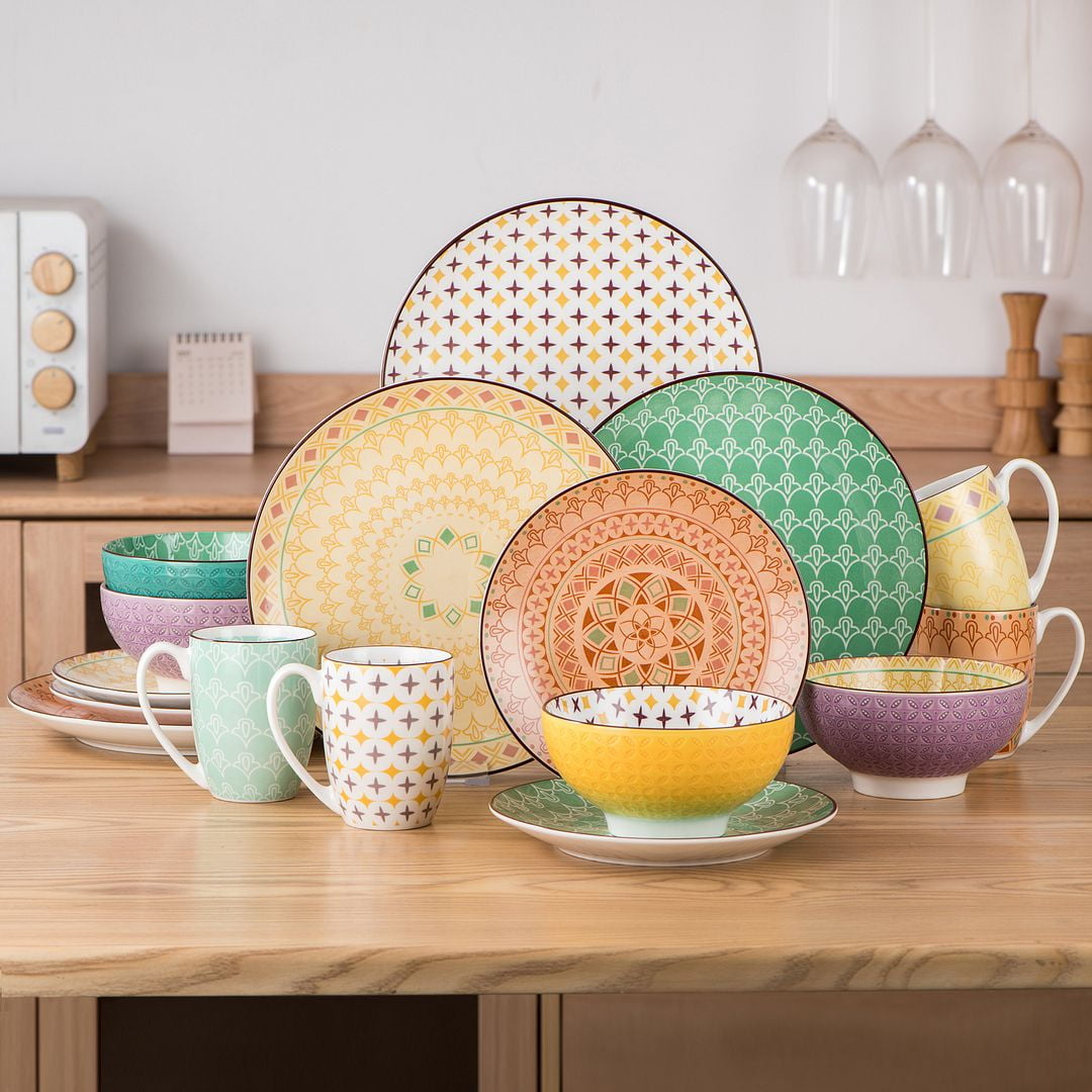 vancasso, Series Tulip, 16-Piece Porcelain Dinnerware Sets, Multicolour ...