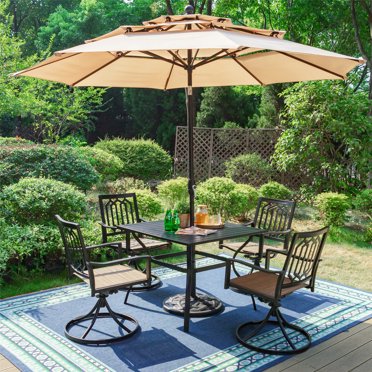 MF Studio 9-Piece Outdoor Patio Dining Set with 8 Wicker Cushioned ...