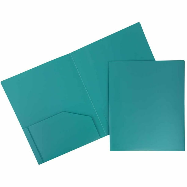 JAM Heavy Duty Plastic Two Pocket Presentation Folders, Teal Blue, 108 ...