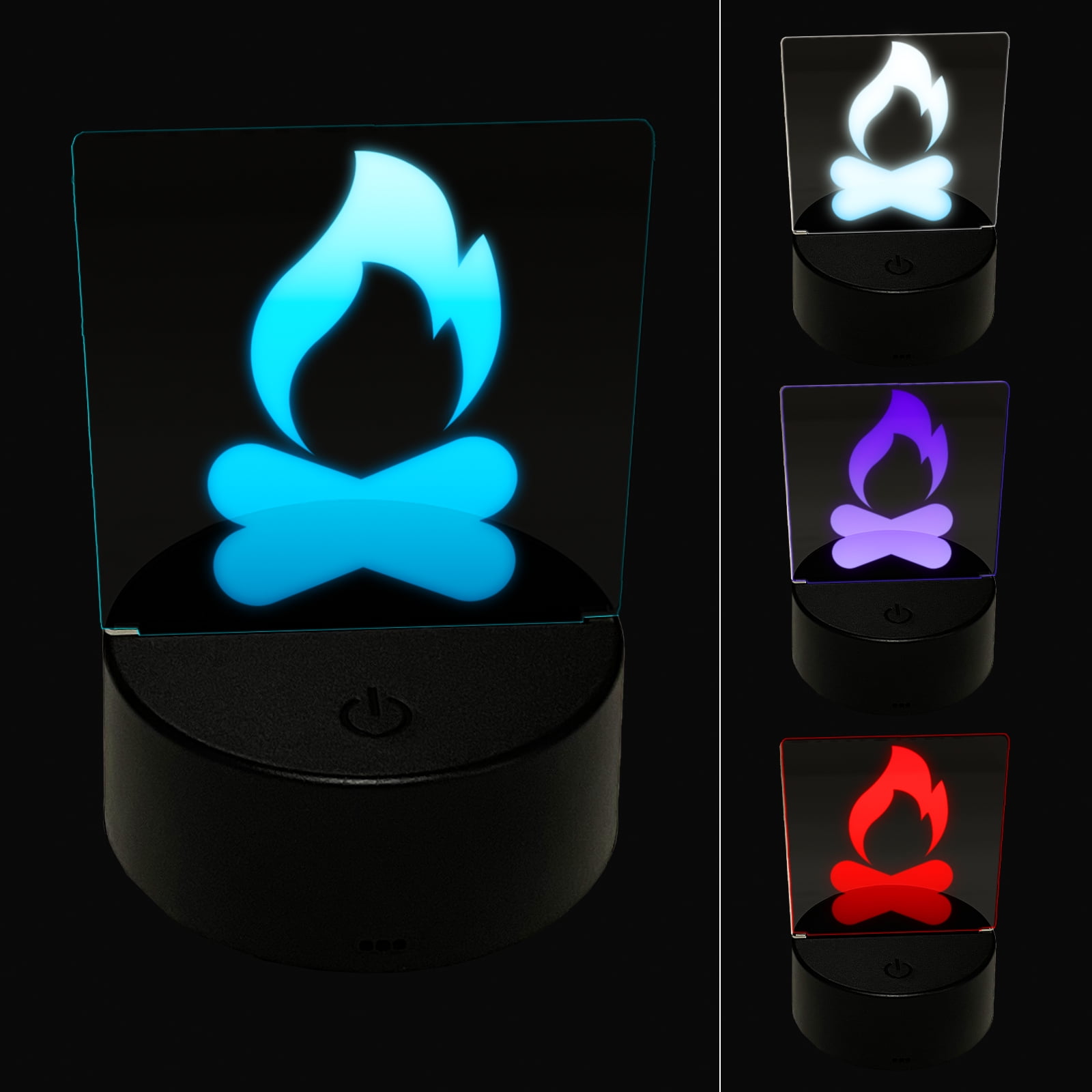 Campfire Fire Symbol LED Night Light Sign 3D Illusion Desk Nightstand ...