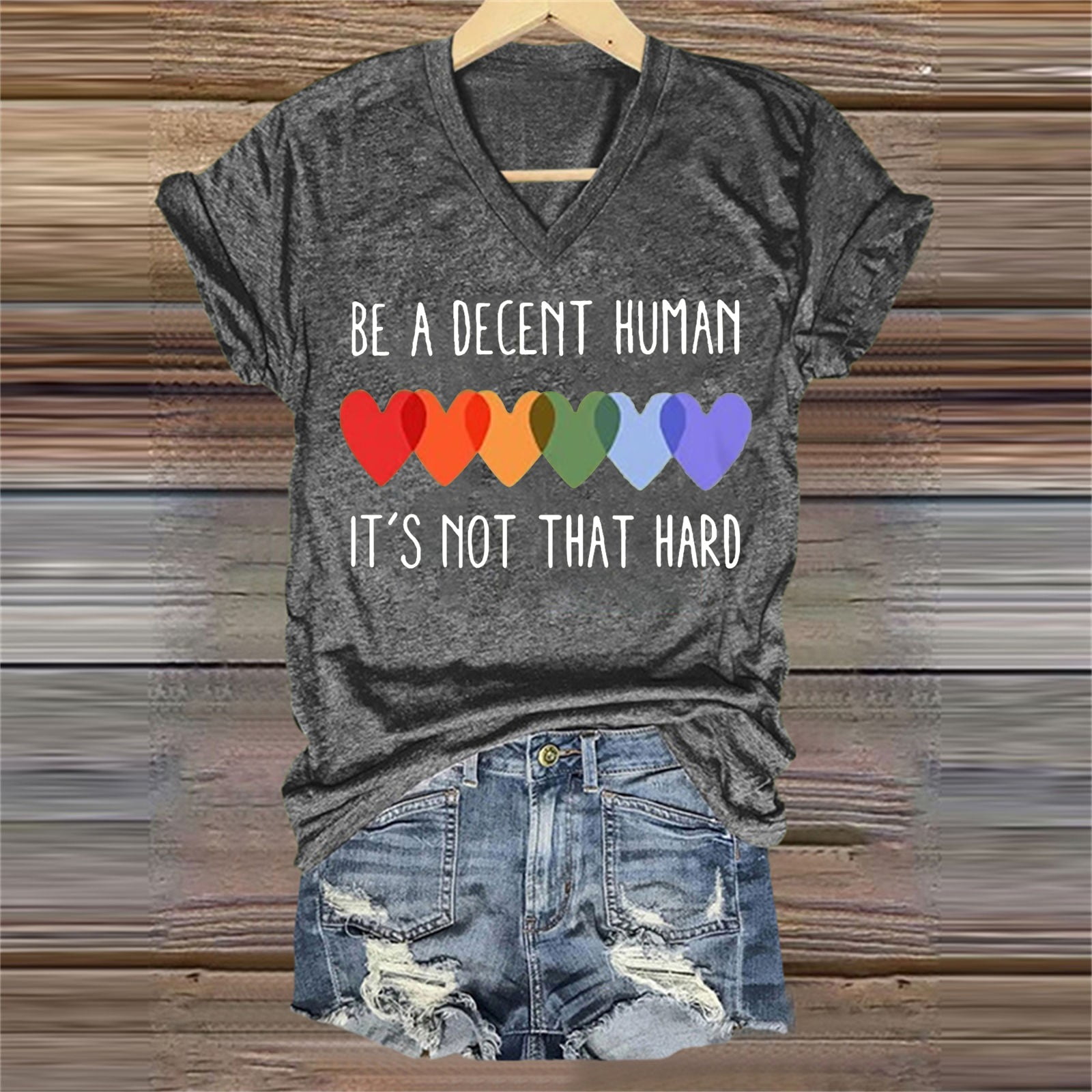 Click here for Ylhfashion V Neck Be A Decent Human Its Not That H... prices