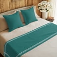 Bed Runner for King Size Bed, Dark Blue 3 Pcs Bedding Runner Set - 1 ...