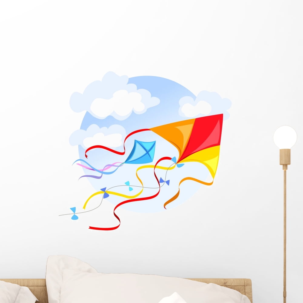 Emblem with Kite and Wall Decal Mural by Wallmonkeys Vinyl Peel and ...
