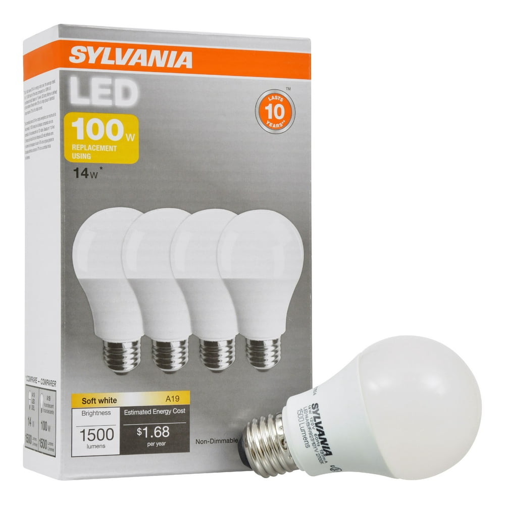 Sylvania LED Light Bulbs, 14W (100W Equivalent), Soft White Bulb, 4 ...