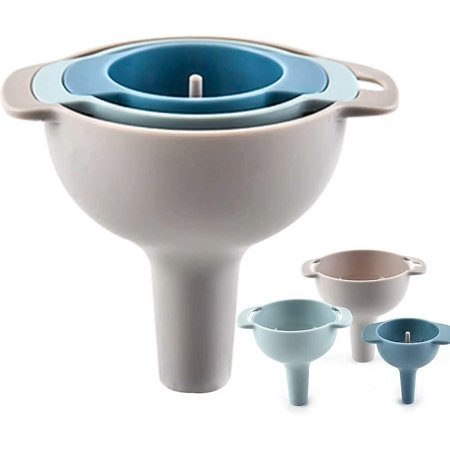 Funnel Kitchen 4-In-1 Multifunctional Funnel Set 3-Piece Funnel With ...