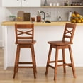 Costway 2 PCS 24" Counter Height Stool Rubber Wood Swivel Bar Stool ...