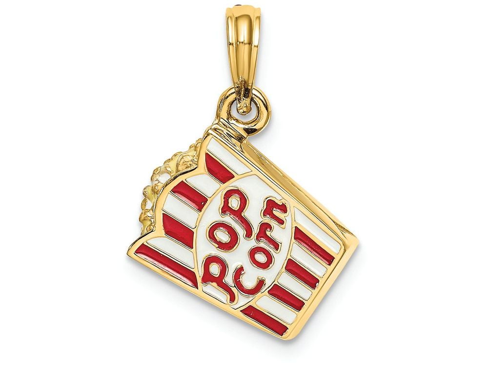 14K Gold 3D Enameled Bag of Popcorn Charm - Walmart.com