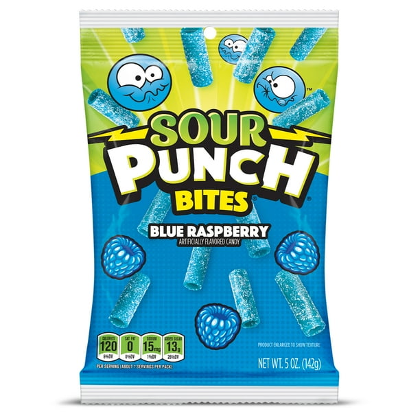 Sour Punch Bites, Blue Raspberry Chewy Candy Pieces, 5oz Bag - Walmart.com