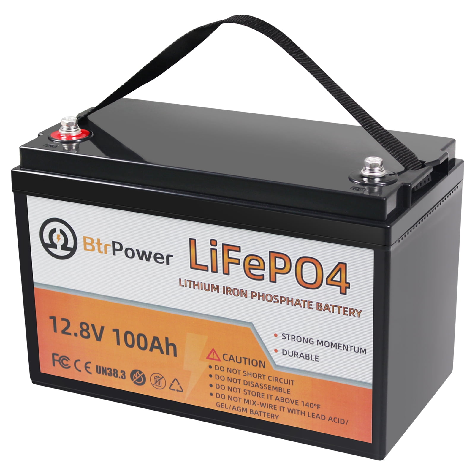 12V 100AH Lithium Battery Deep Cycle LiFePO4 Battery with Built-in 100A BMS Fit for Home Storage ...