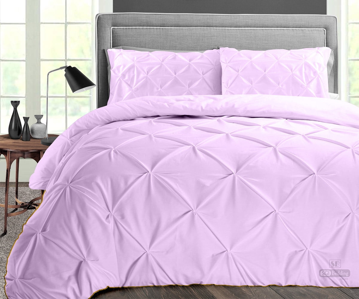 SGI Microfiber Comforter Set Super King Plus Size Lilac Pinch 3 Piece ...