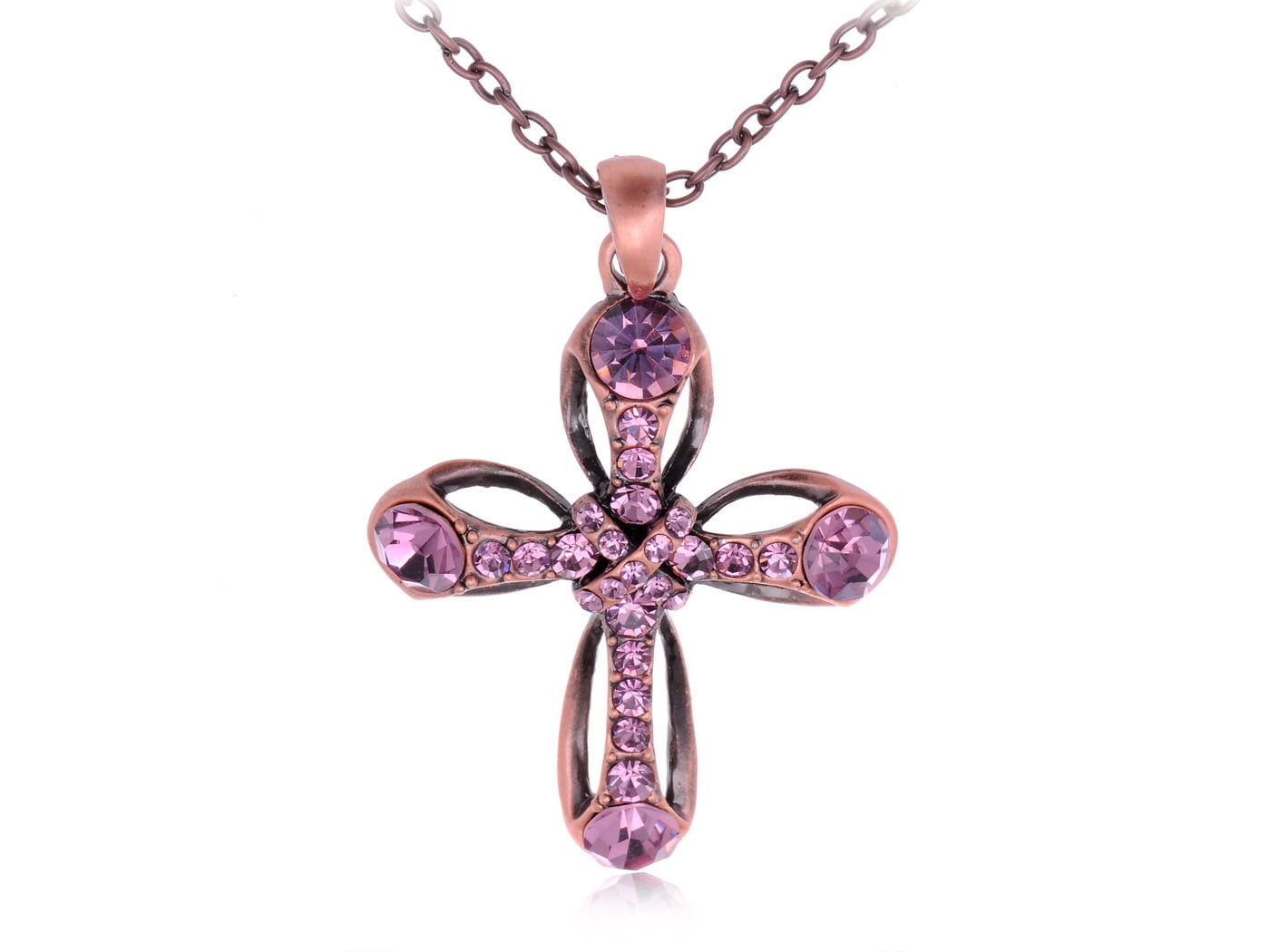 Alilang Antique Inspired Shine Pink Crystal Rhinestones Holy Cross ...