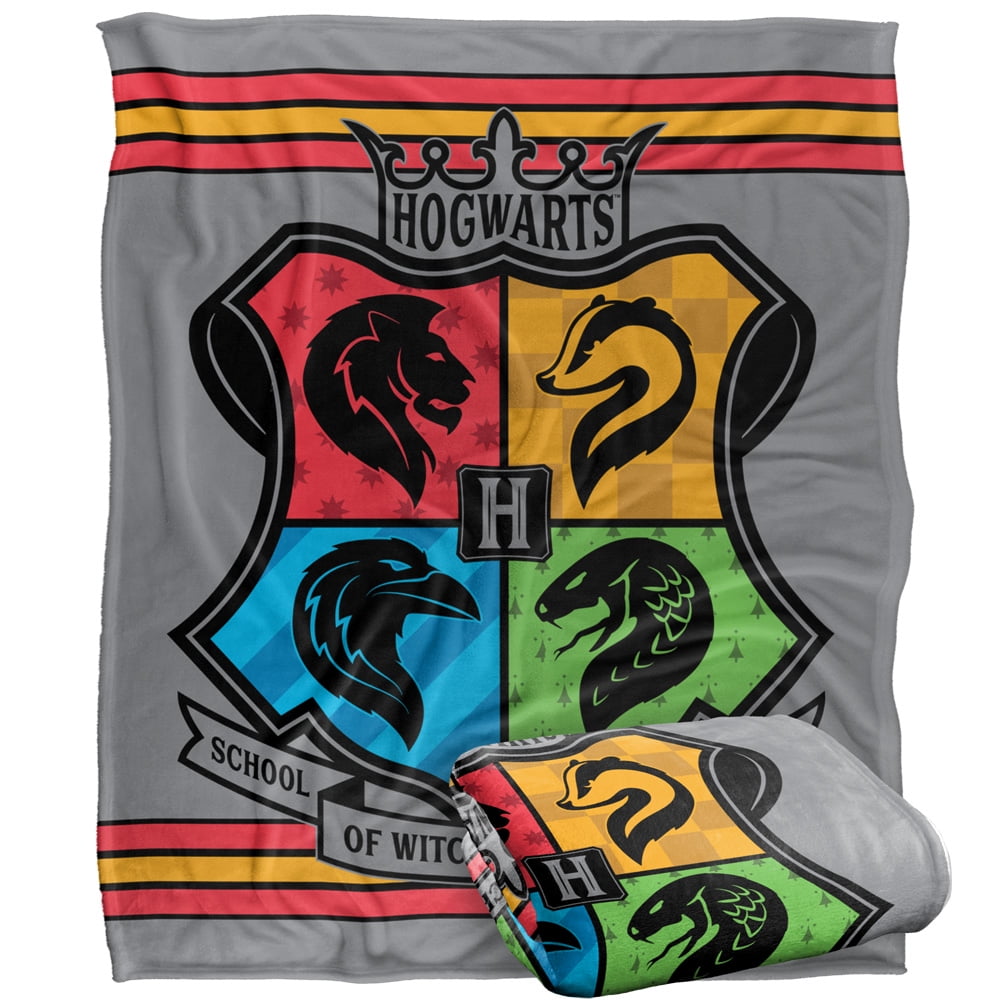 Harry Potter Blanket, 50"x60" Harry Potter Hogwarts Neon Pinstripe Logo ...