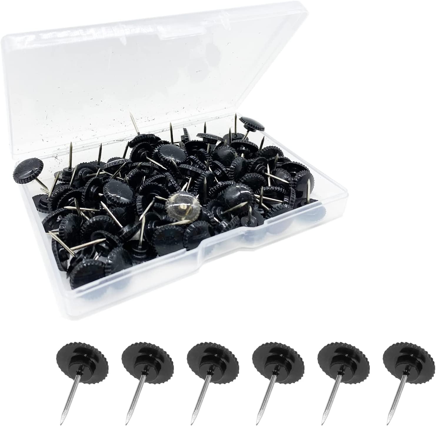 100 PCS Plastic Push Pins, Plastic Head Thumb Tacks for Wall, Steel ...