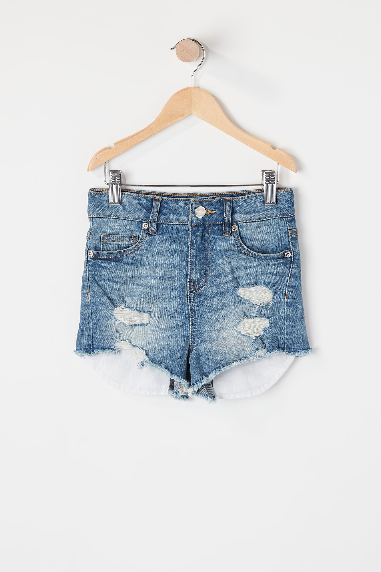 Urban Kids Youth Girls Exposed Pocket High-Rise Denim Short | Walmart ...