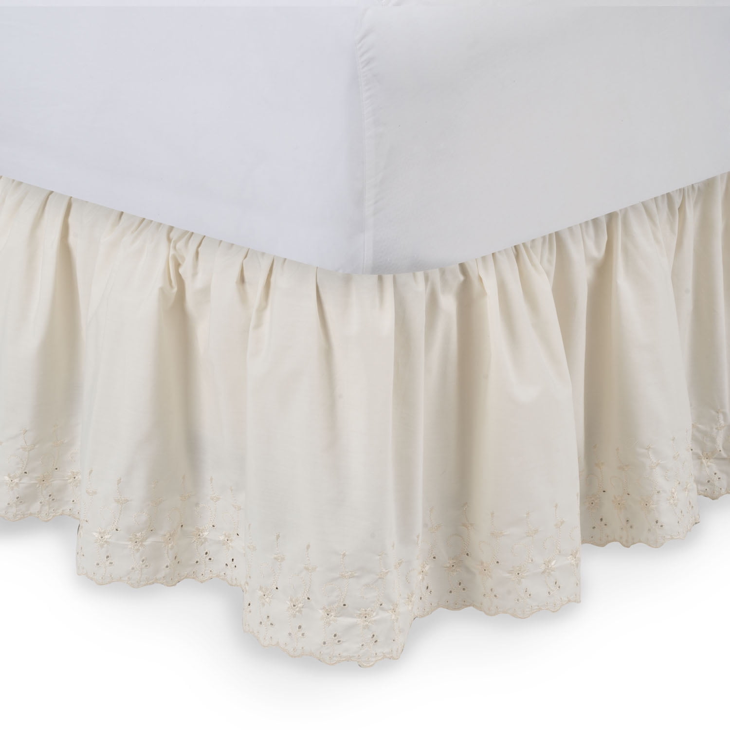 Eyelet Ruffled Bed Skirt 21 Drop Twin Bone Dust Ruffle With
