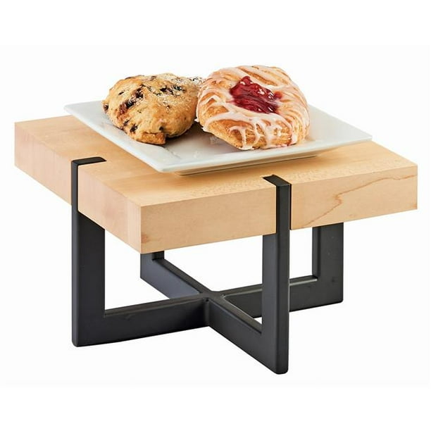 Cal Mil 3641-9-71 Square Buffet Riser - Maple & Black Metal - 9.5 x 9.5 ...