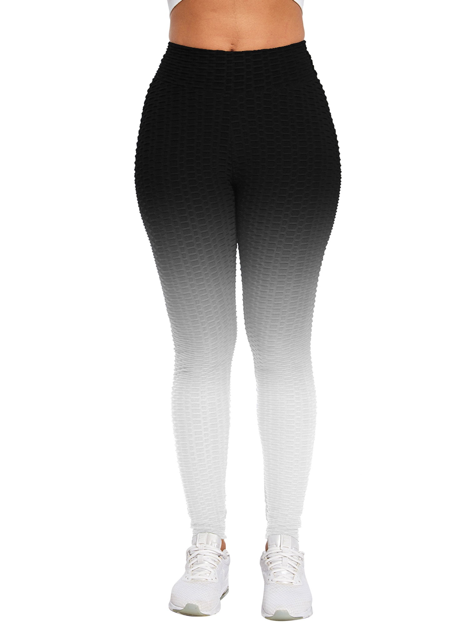TWZH Women Gradient Print Hip Lifting Bubble Jacquard Weave Yoga ...