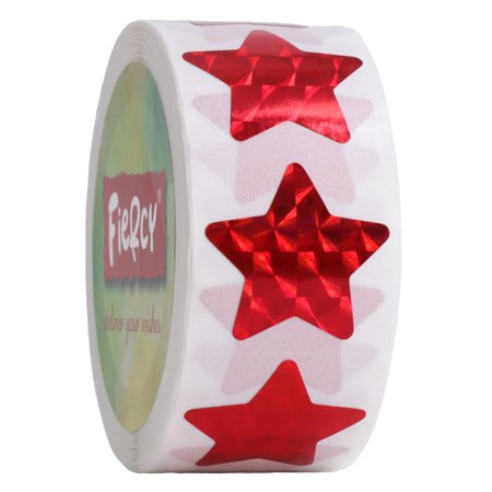 Fiercy 1 inch Red Star Stickers with Glitter Holographic Pattern, 500 ...