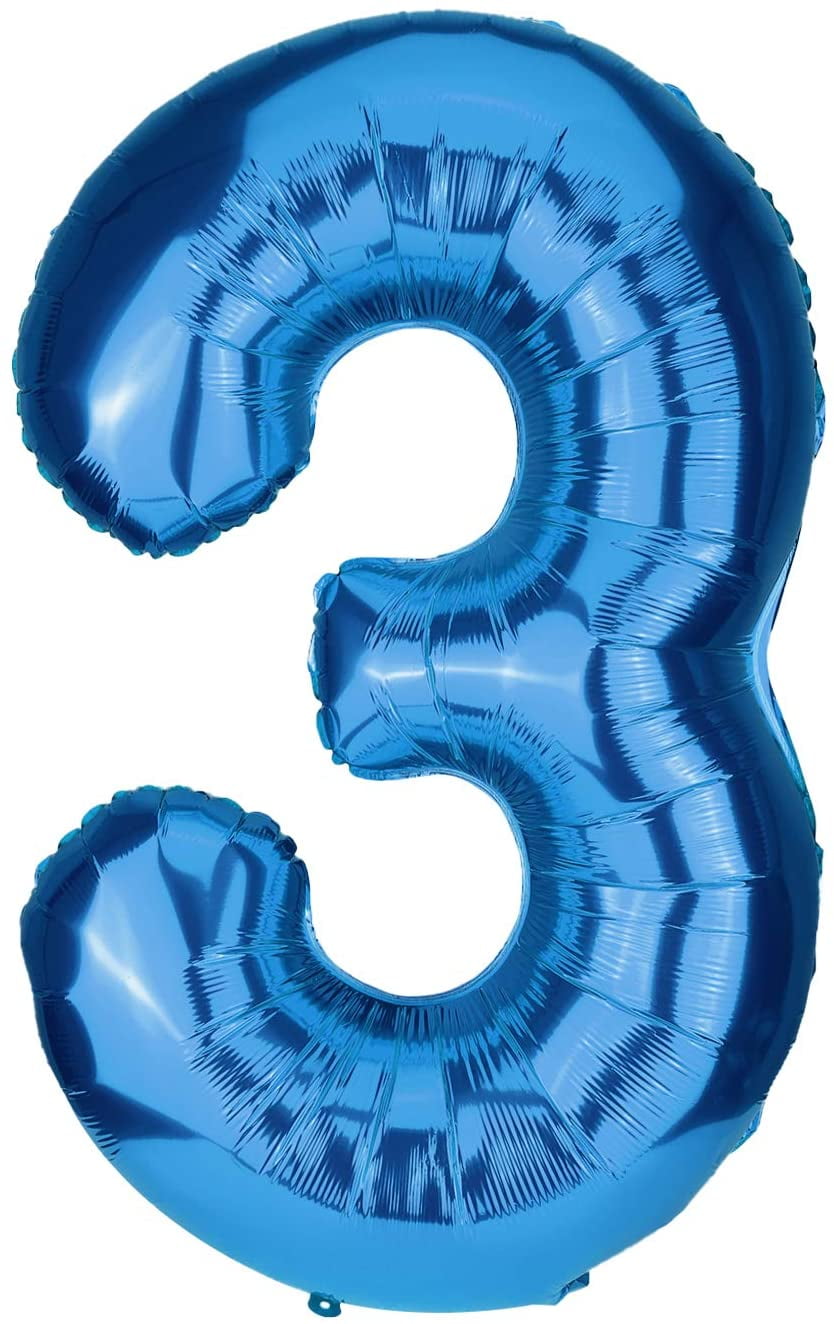 Blue Number 3 Balloon Inflatable Large Foil Balloon for Birthday Party ...