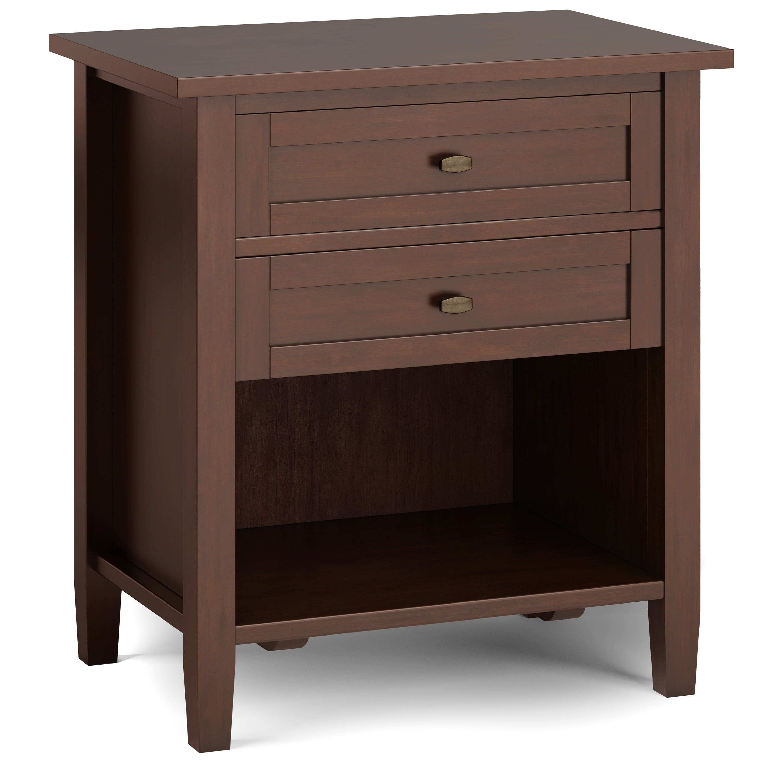 Simpli Home Warm Shaker SOLID WOOD 24 inch Wide Transitional Bedside Nightstand Table in Russet ...