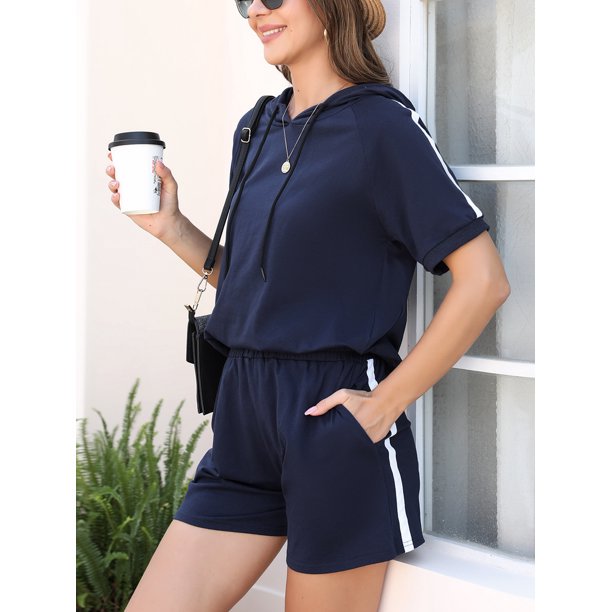 Doaraha Women's 2 Piece Outfits Set Loungewear Sportswear Short Sleeve ...