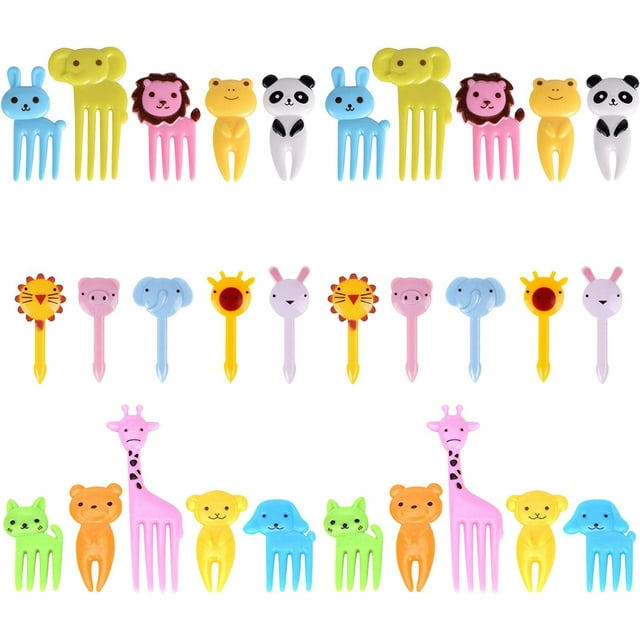 60 Pcs Fruit Fork Food Picks for Kids Cute Animals Lunch Box Decor ...