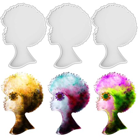 3 Pieces Afro Female Head Silicone Mold Large Beauty Tray Mold Lady ...