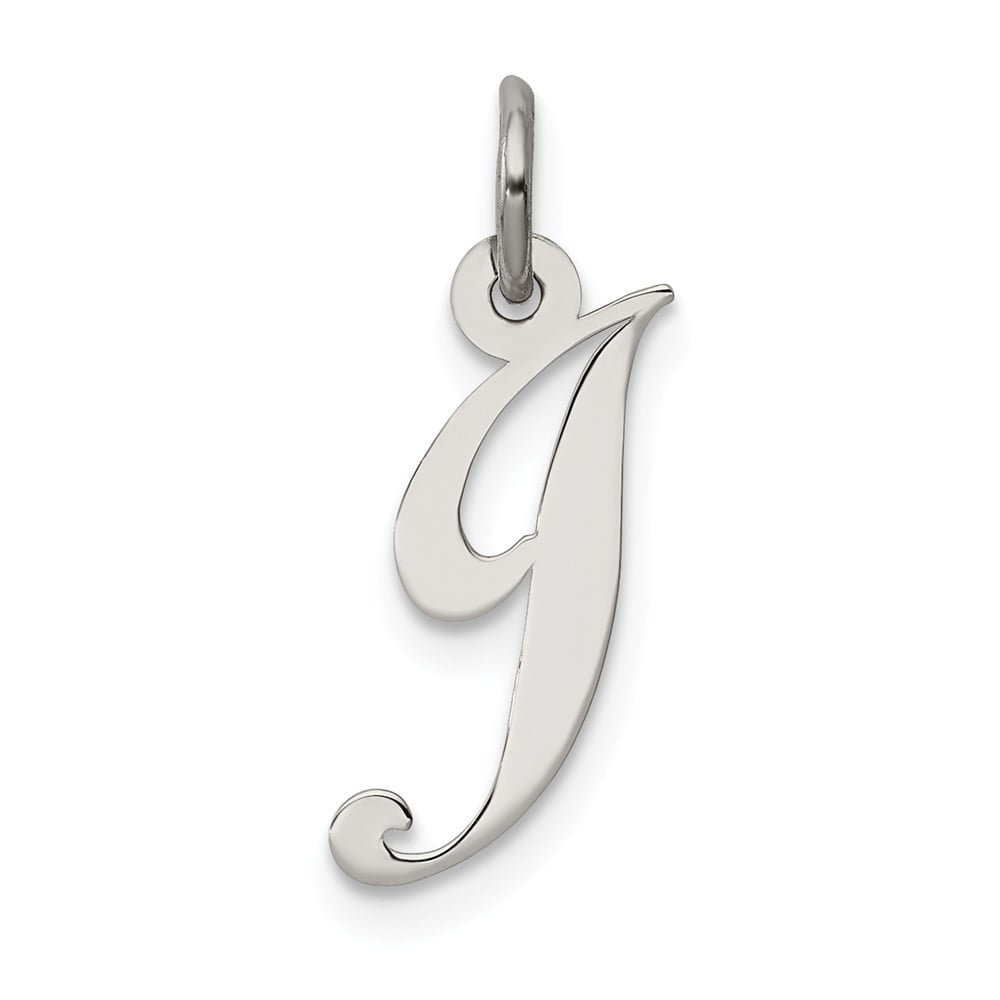 FB Jewels Sterling Silver Rhodium-plated Small Fancy Script Initial J ...