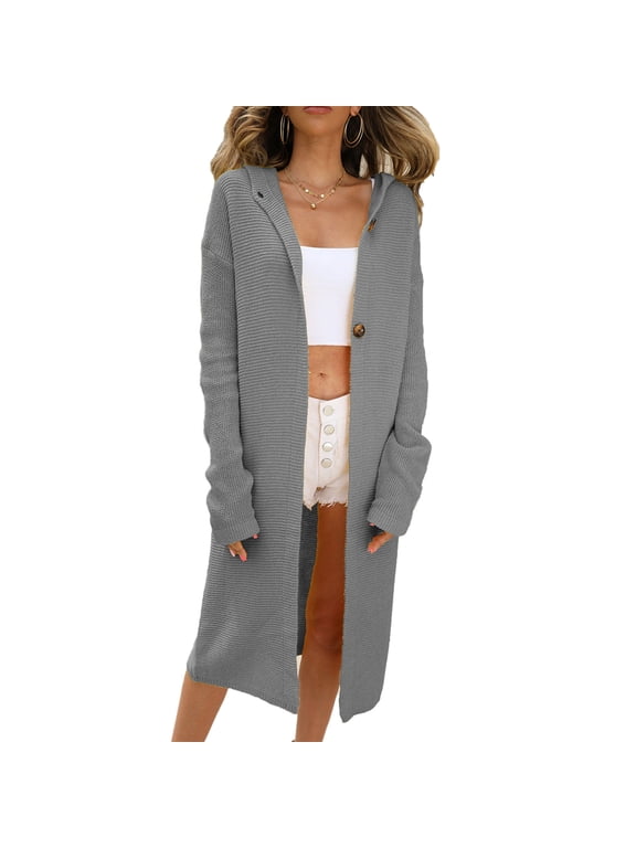 Eytino Hooded Open Front Cardigan for Women Cardigan Sweaters Chunky ...