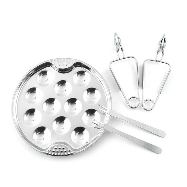 SHAR 5-piece snail set - 1 2-snail plate Ø19cm + 2 snail tongs + 6 ...
