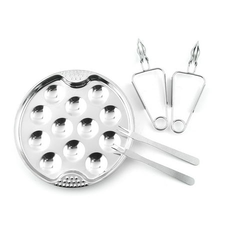 SHAR 5-piece snail set - 1 2-snail plate Ø19cm + 2 snail tongs + 6 ...
