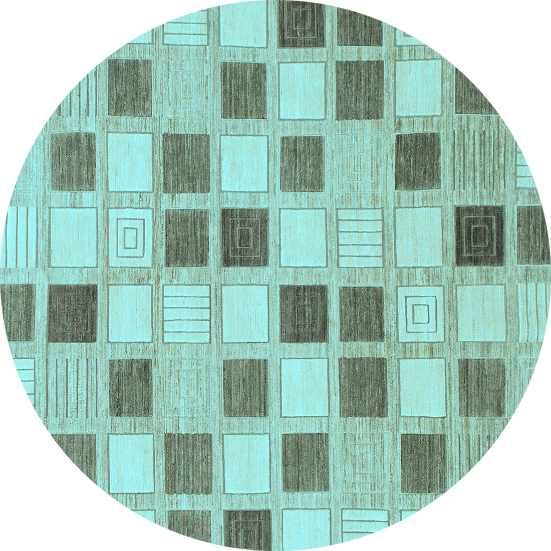 Ahgly Company Indoor Round Checkered Light Blue Modern Area Rugs, 4 ...
