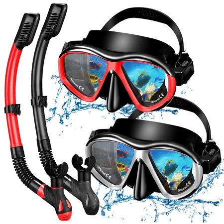 Flavocal 2-Pack Adults Snorkel Set, 180Â° Panoramic Wide View Snorkel ...
