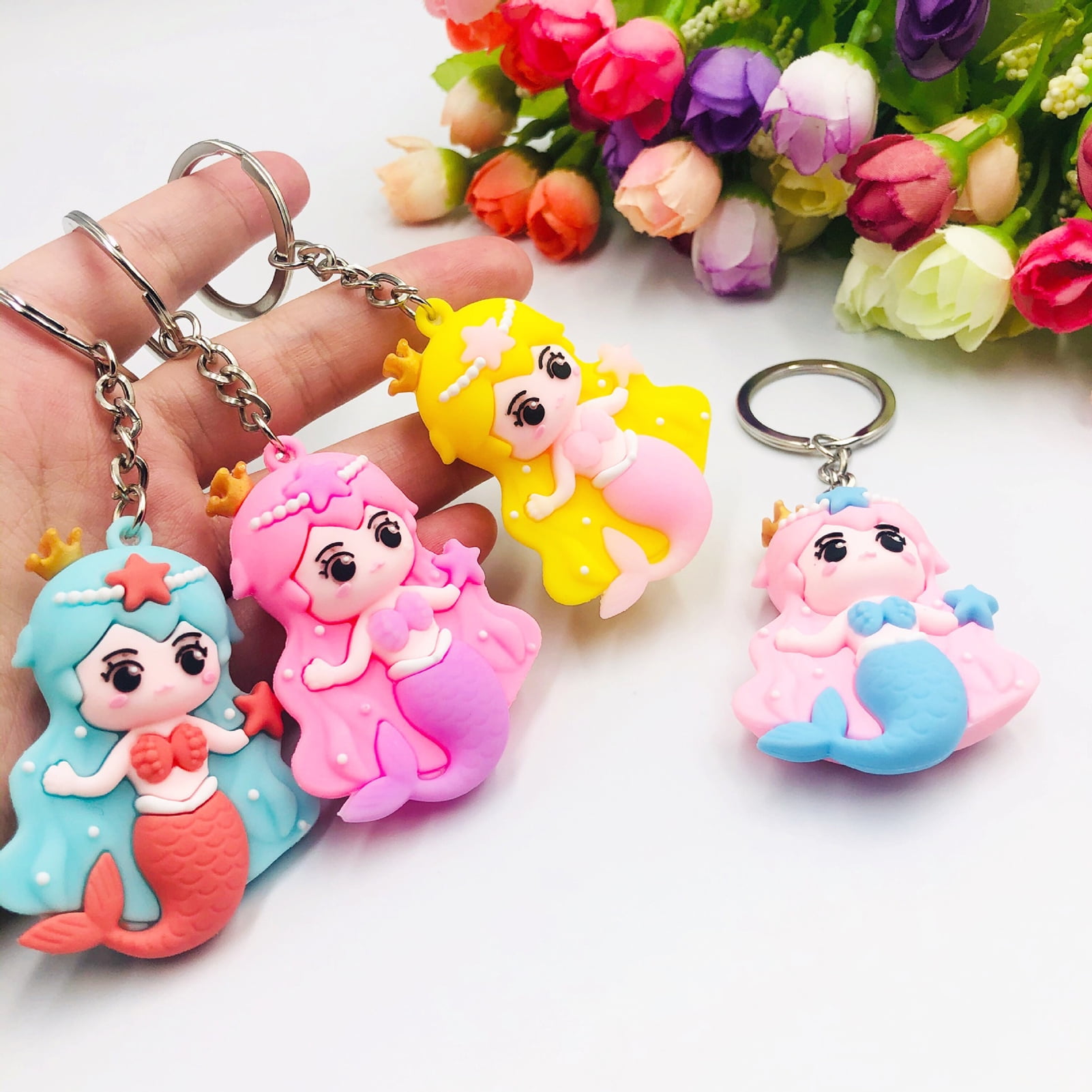 rygai Mermaid Keychain Cartoon Colorful Multipurpose Three-dimensional ...