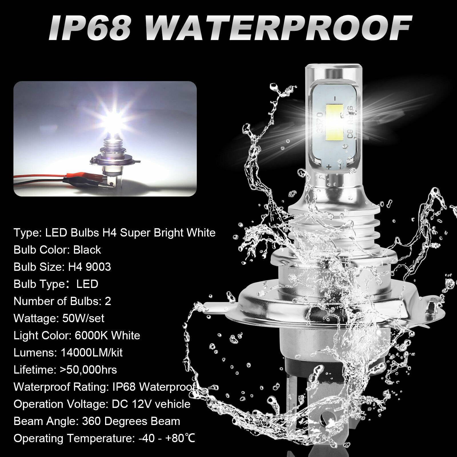 Buy 2 X H4 9003 Hb2 6000K Super White Csp Led Headlight Bulb Kit Online at Lowest Price in India ...