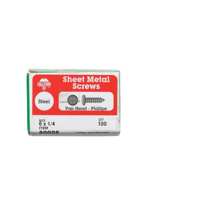 Hillman 80008 6 x 0.25 in. Philip Pan Head Zinc Plated Sheet Metal ...