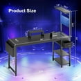 55 Inch Gaming Desk, Computer Desk with Adjustable Storage Rack & LED ...