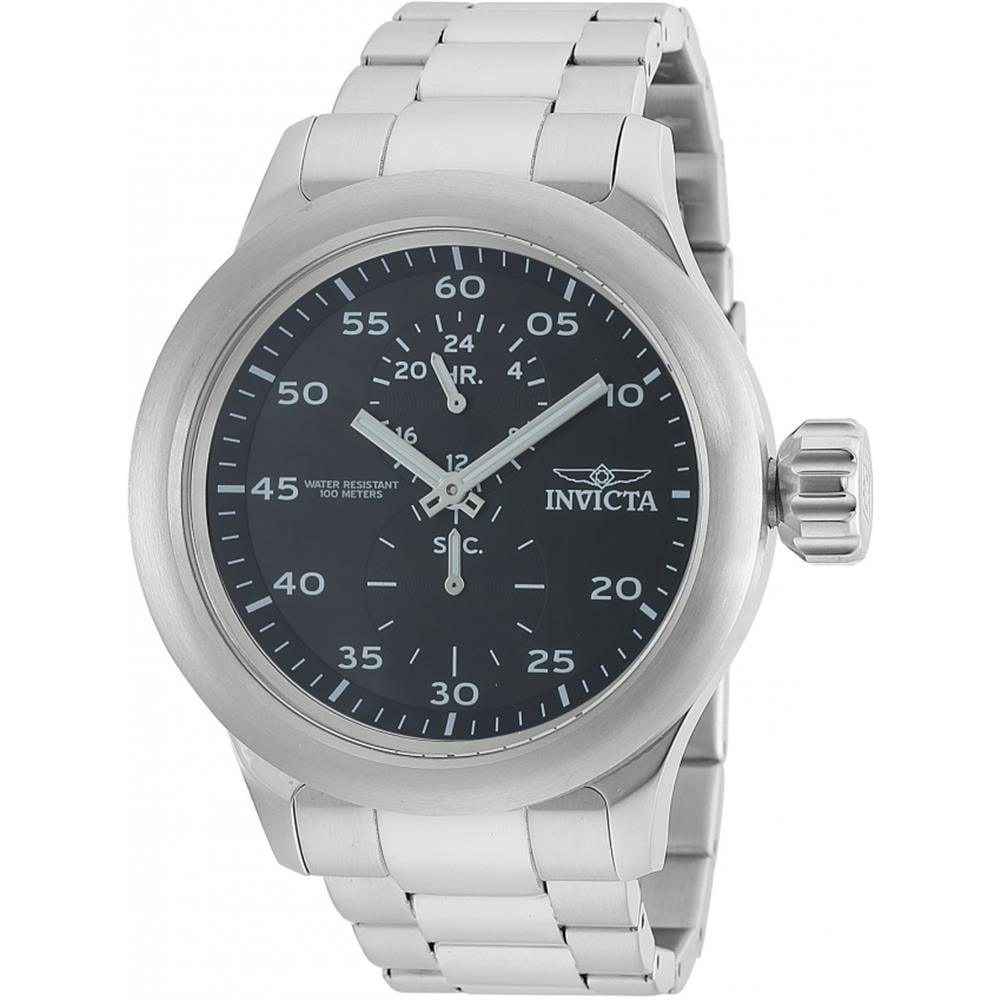 Invicta Men's 19491 Russian Diver Gmt Stainless Steel Black Dial Watch ...